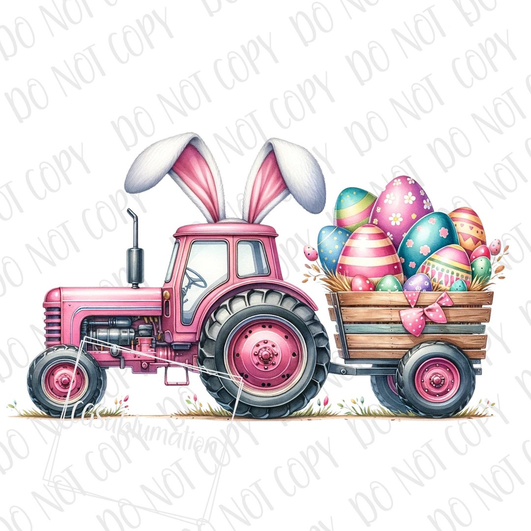 Easter Pink Tractor PNG, Farm Tractor Sublimation, Digital Download ...
