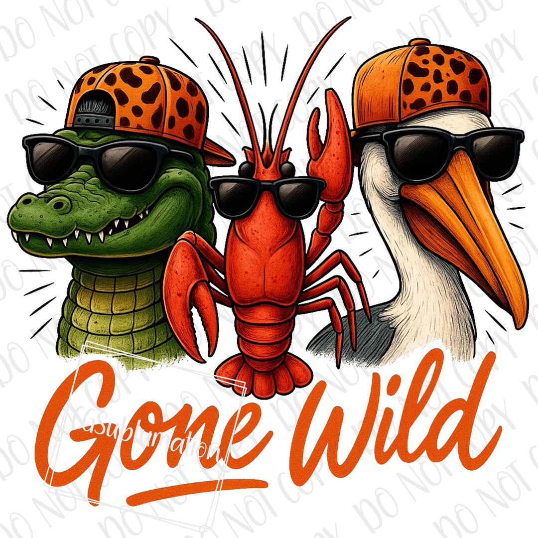 Gone Wild Png, Alligator, Crawfish, Pelican PNG, Funny Cajun Trio ...