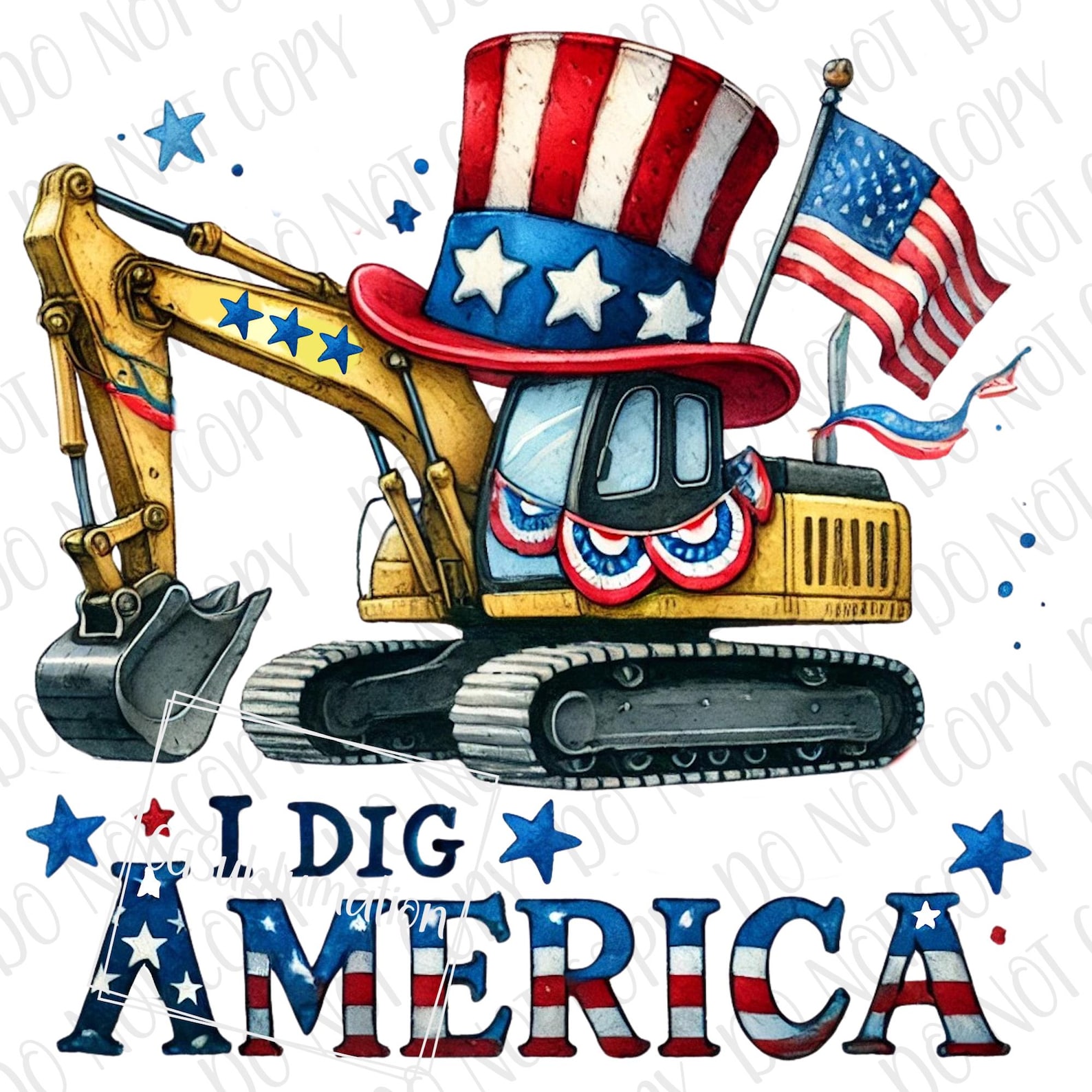 I Dig America PNG | Excavator Sublimation Png | Digital Download | 4th ...