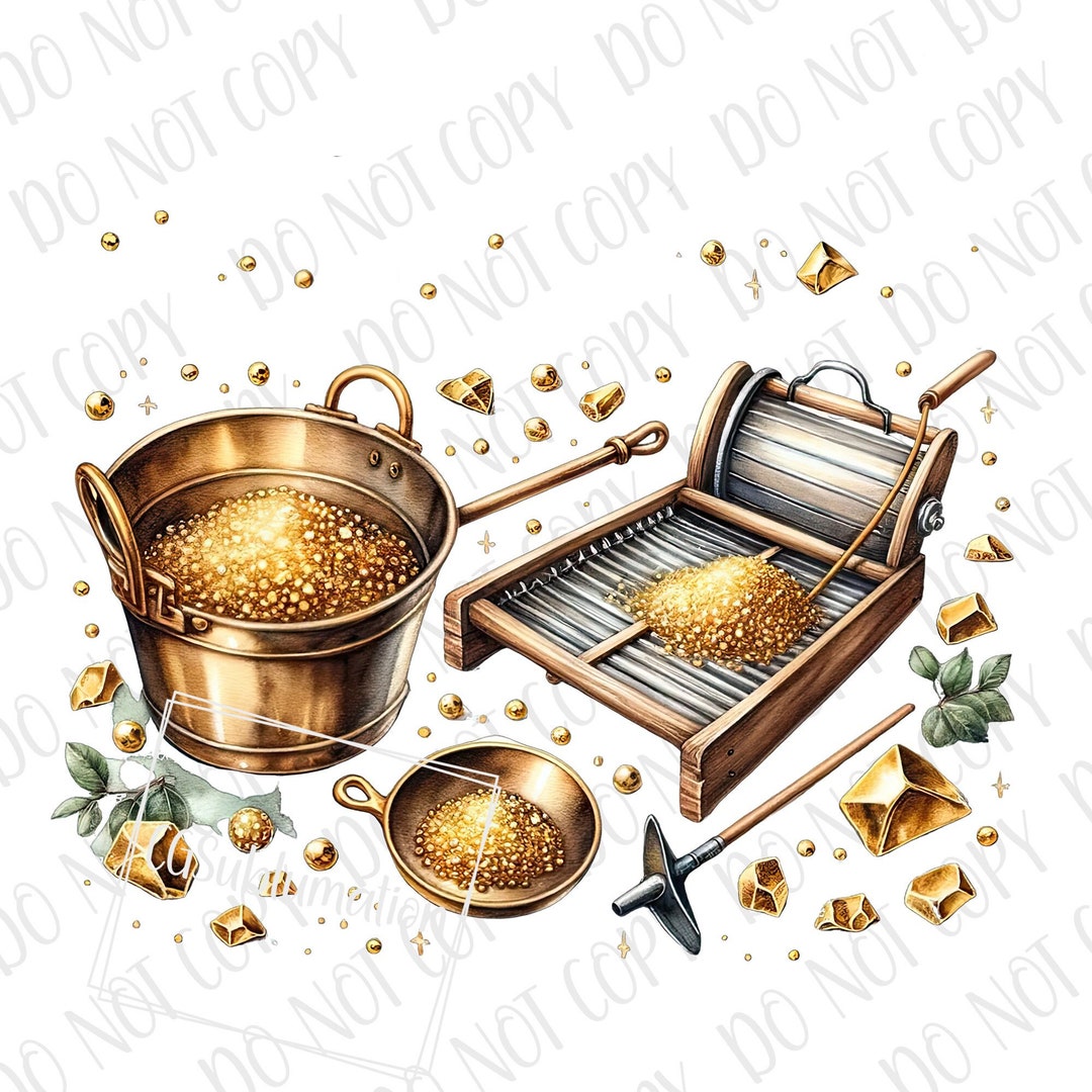 Gold Panning PNG, Thinking About Gold Panning Sublimation Gold Mining ...