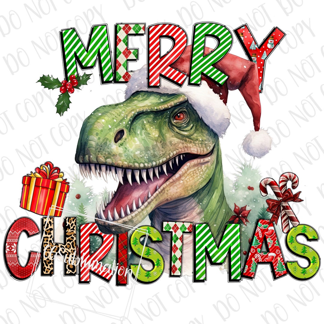 Dinosaur Merry Christmas PNG, Funny Santa T-rex Sublimation, Digital ...