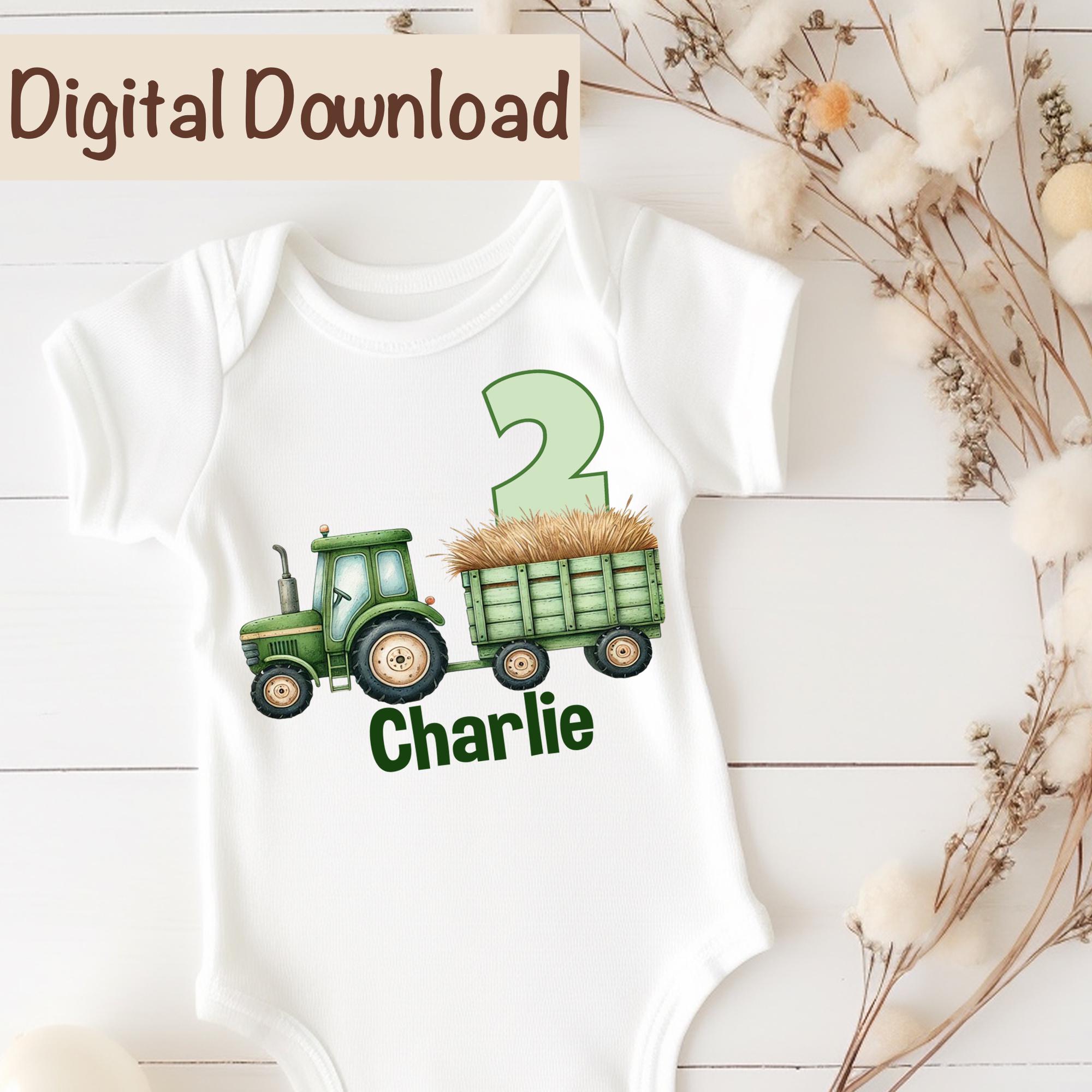 Farm Tractor 2 Year Old Name Png Sublimation Tractor 2nd Birthday Boy ...