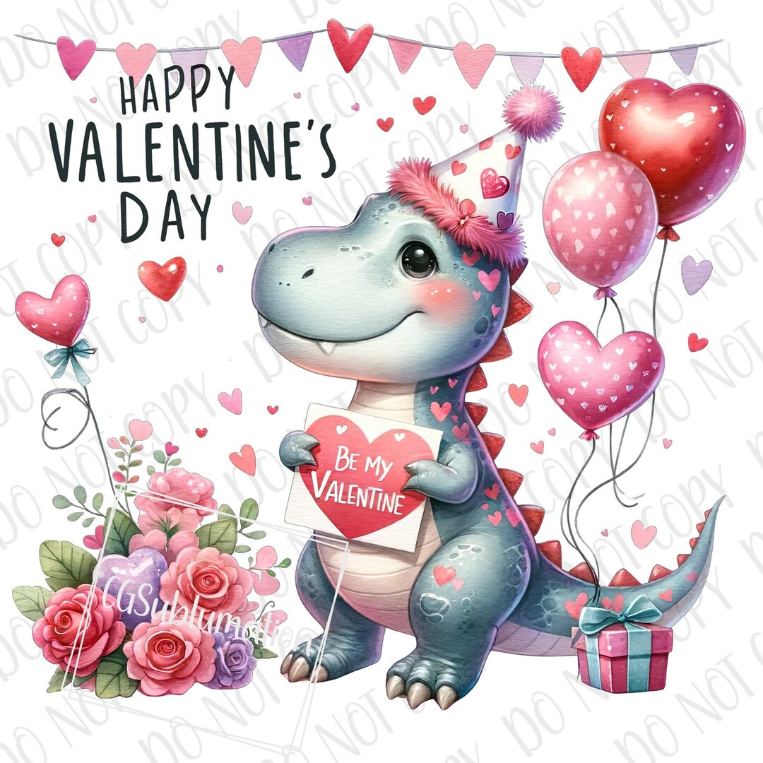 Dinosaur Happy Valentine's Day PNG, Be My Valentine T-rex Sublimation ...