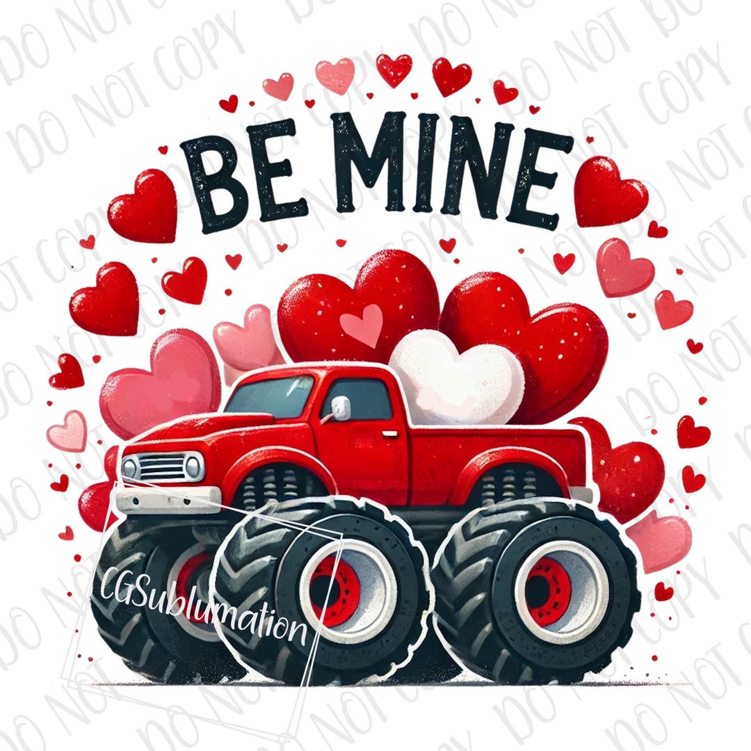Happy Valentine's Day PNG, Monster Truck Sublimation Digital Download ...
