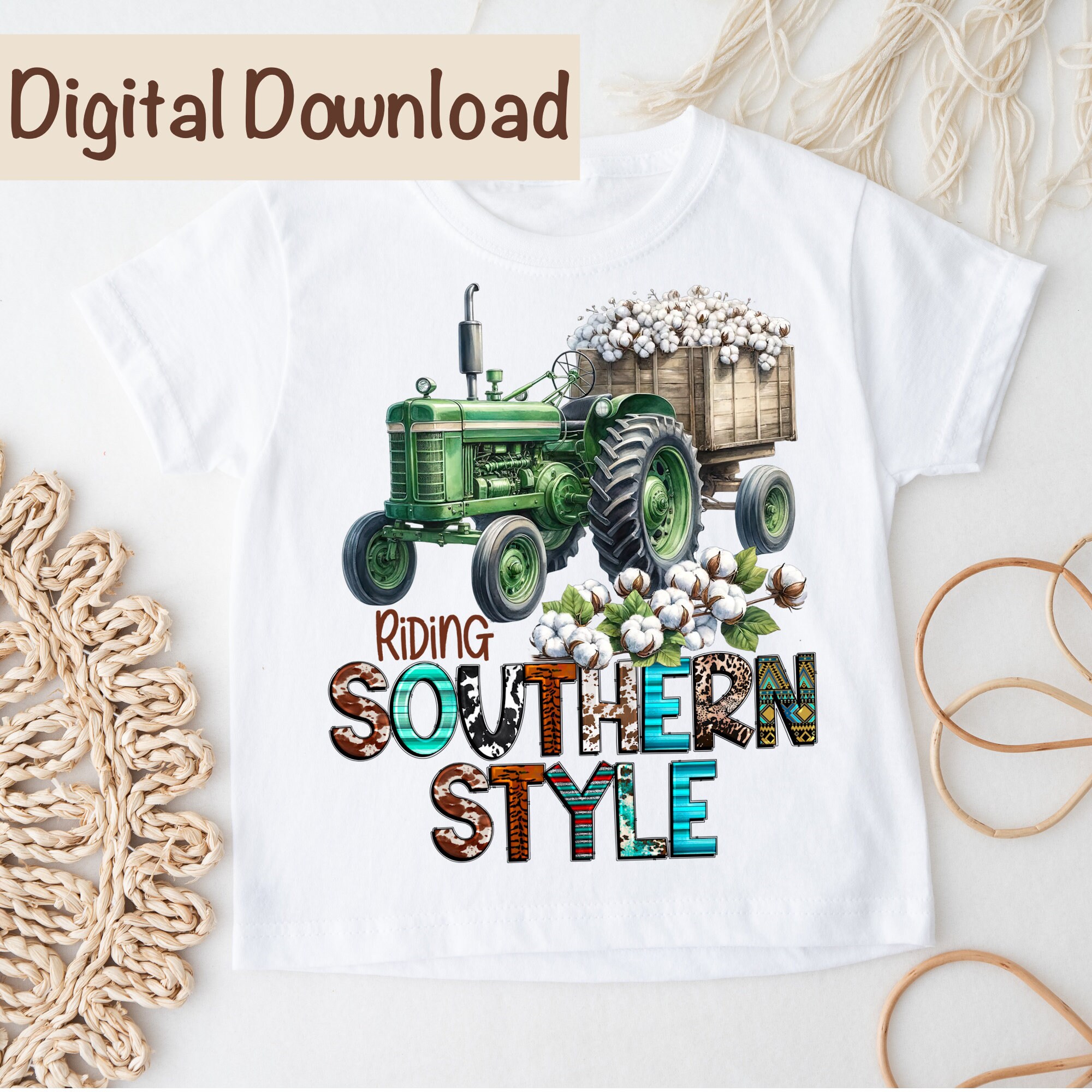 Southern Tractor PNG, Riding Southern Style Cotton Tractor Sublimation ...
