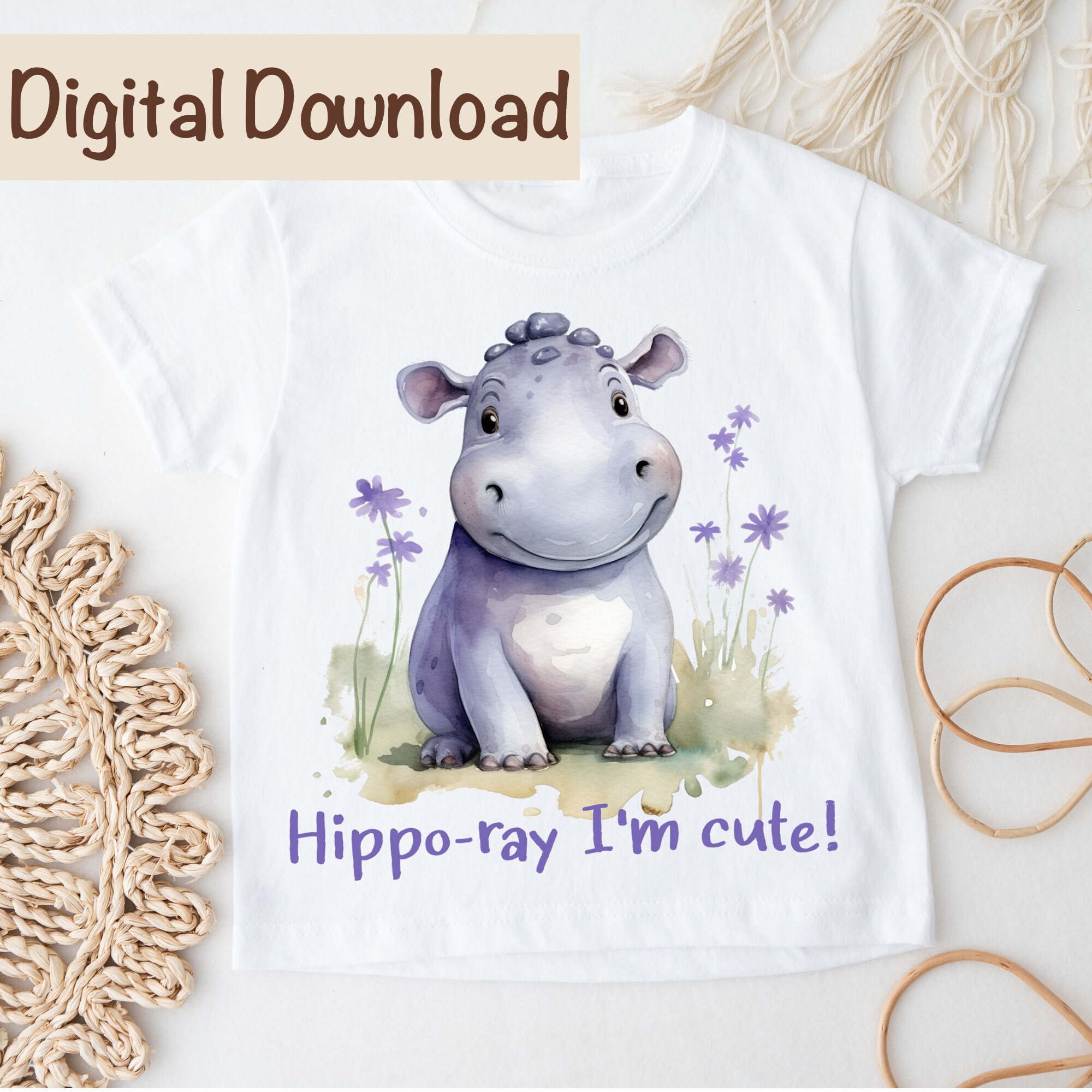 Hippo Hippo-ray, I'm Cute Png, Hippo PNG, Funny Cute Hippo Sublimation ...
