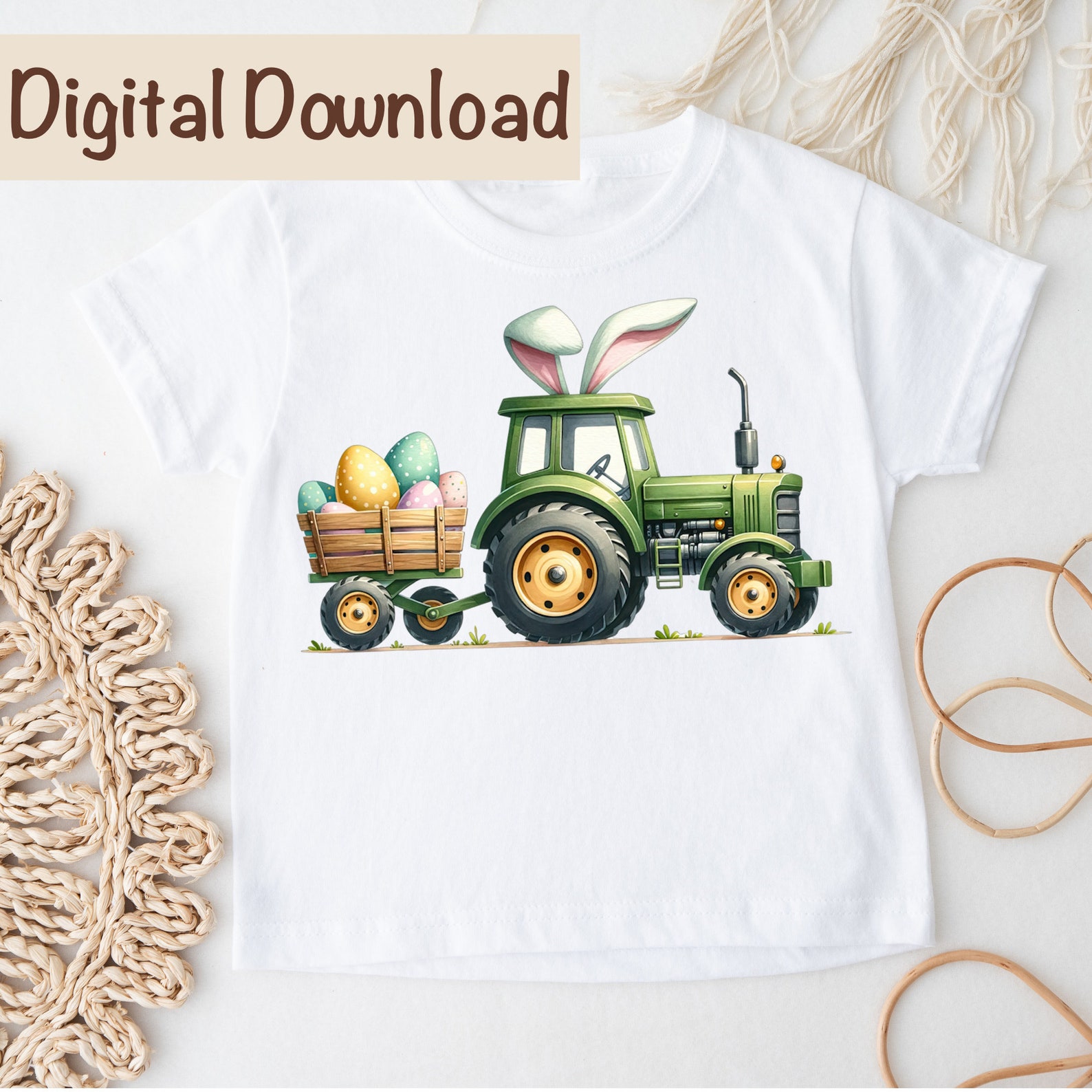 Easter Tractor PNG, Farm Tractor Sublimation, Digital Download, Easter ...