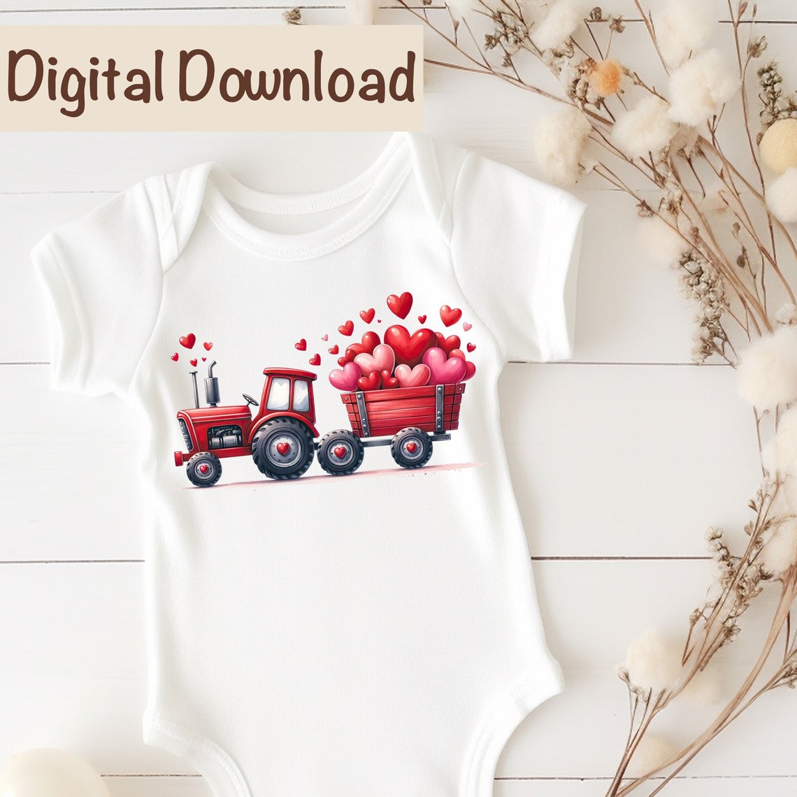 Valentines Day Tractor PNG, Farm Tractor Sublimation, Digital Download ...
