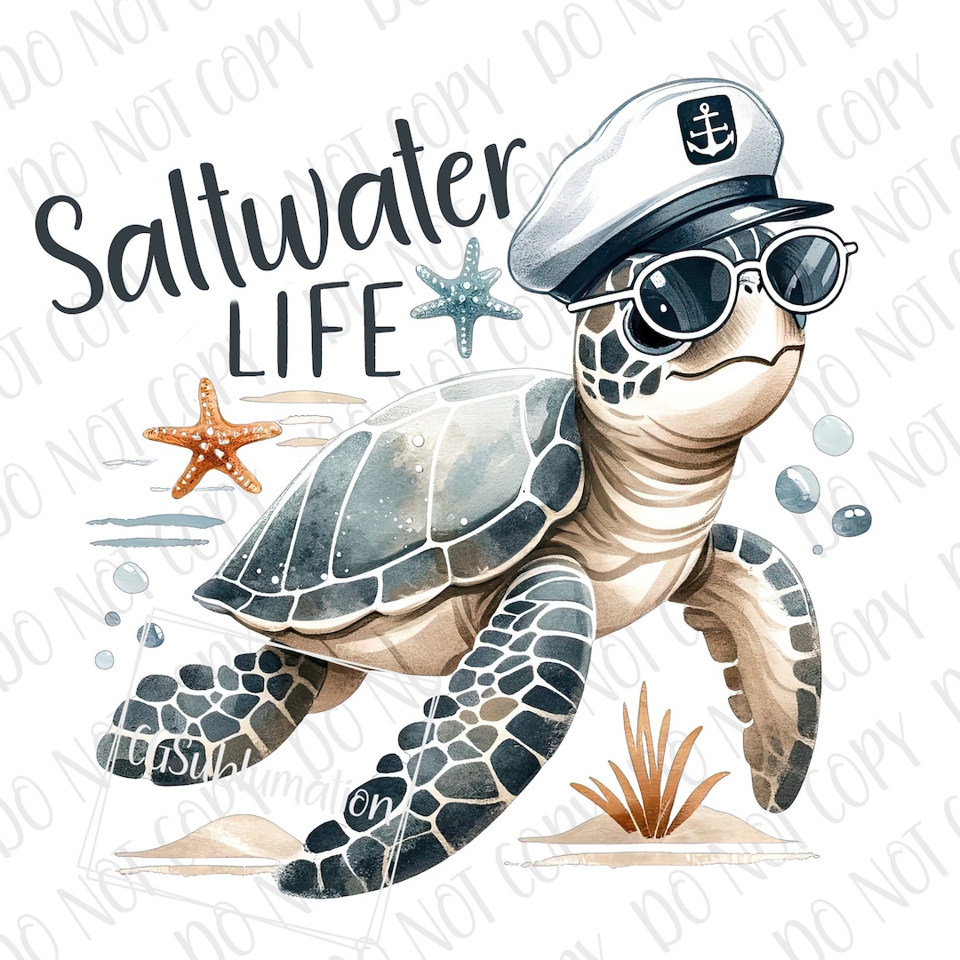 Saltwater Sea Turtle PNG | Saltwater Life Sublimation Png | Saltwater ...