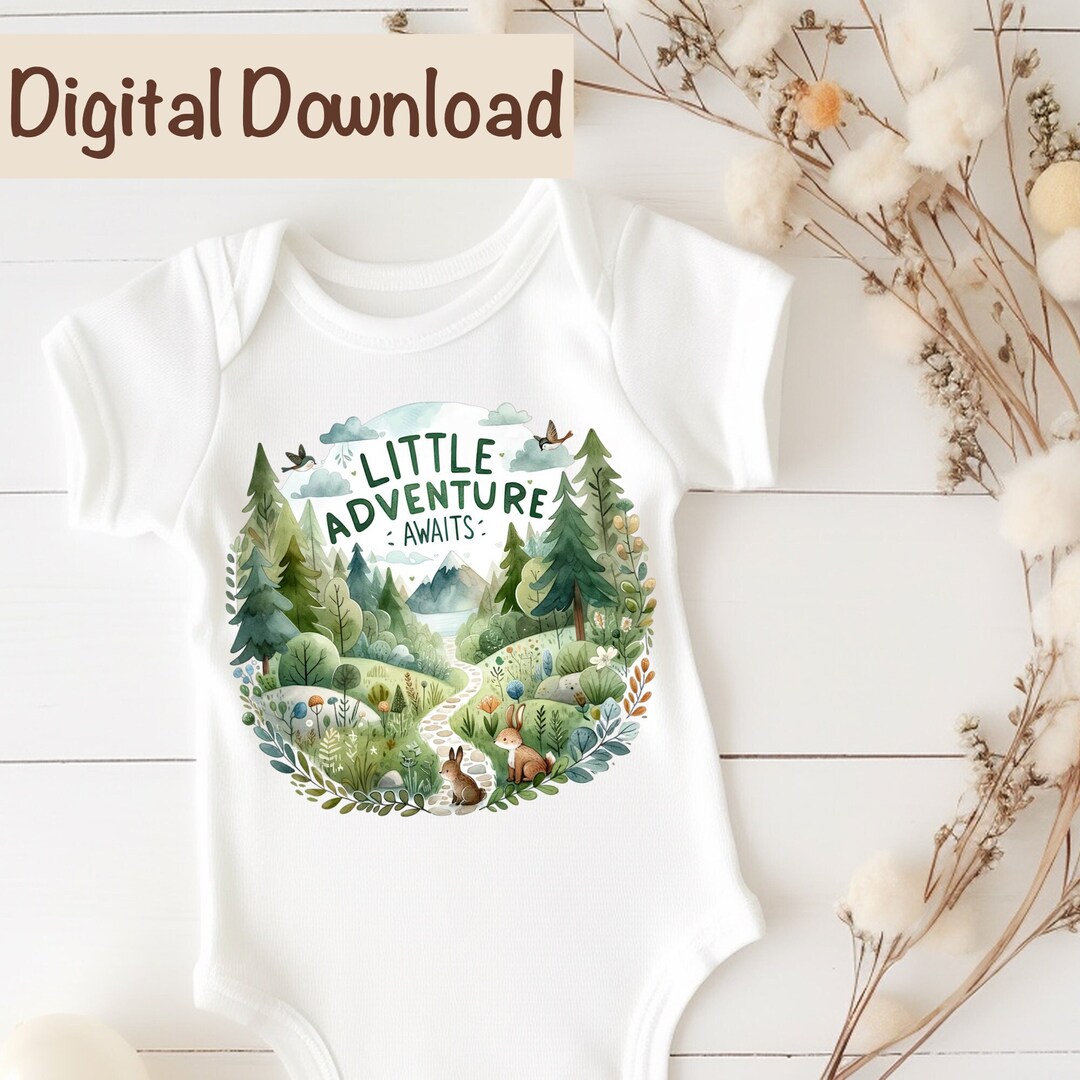 Little Adventure Awaits Baby PNG, Forest Baby Sublimation Digital ...