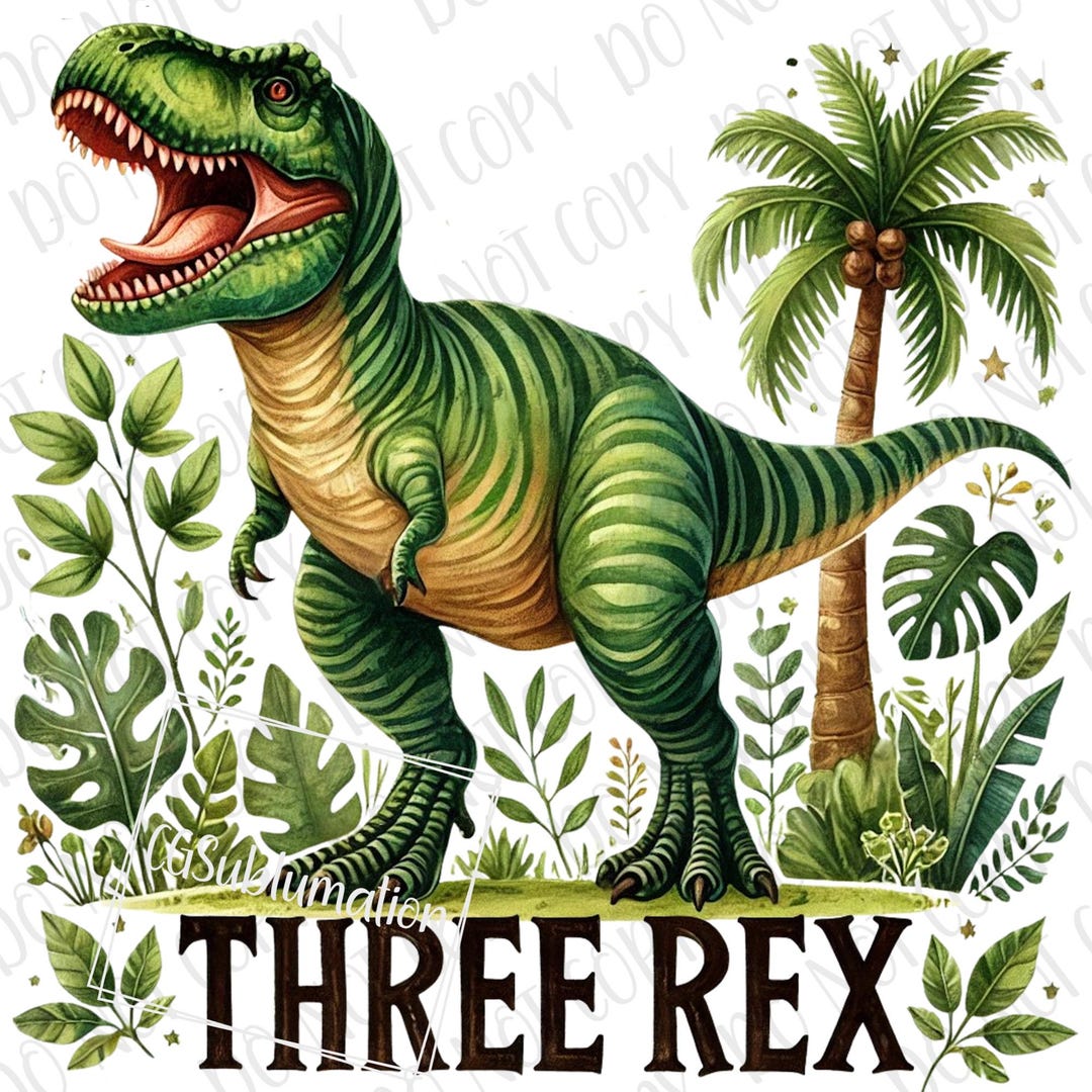 T-rex Dinosaur Png, 3rd Birthday Three Rex Dino PNG, Trex Dinosaur ...