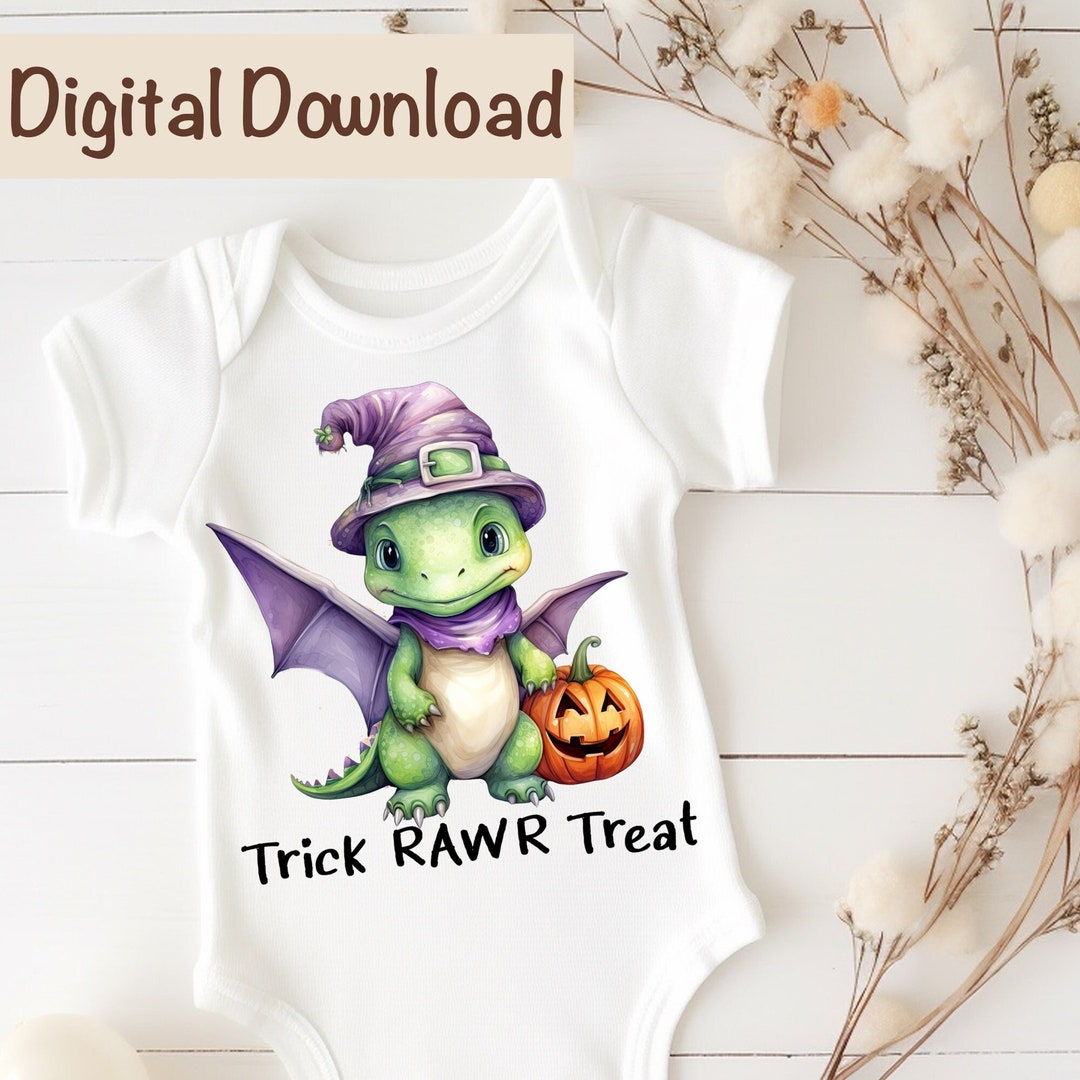 Dinosaur Halloween PNG, Funny Trick Rawr Treat T-rex Sublimation ...