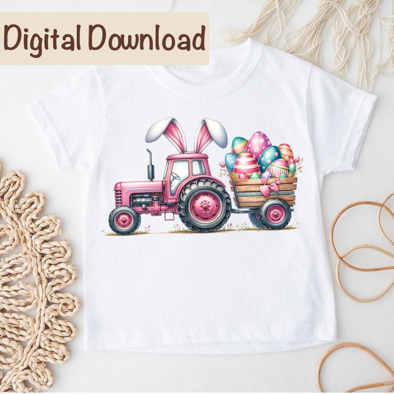 Easter Pink Tractor PNG, Farm Tractor Sublimation, Digital Download ...