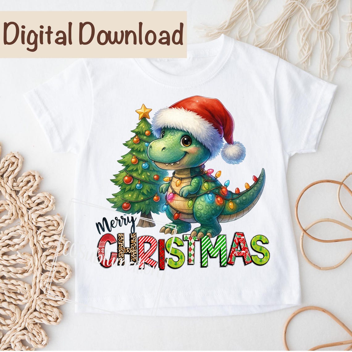 Dinosaur Merry Christmas PNG, Funny Santa T-rex Sublimation, Digital ...