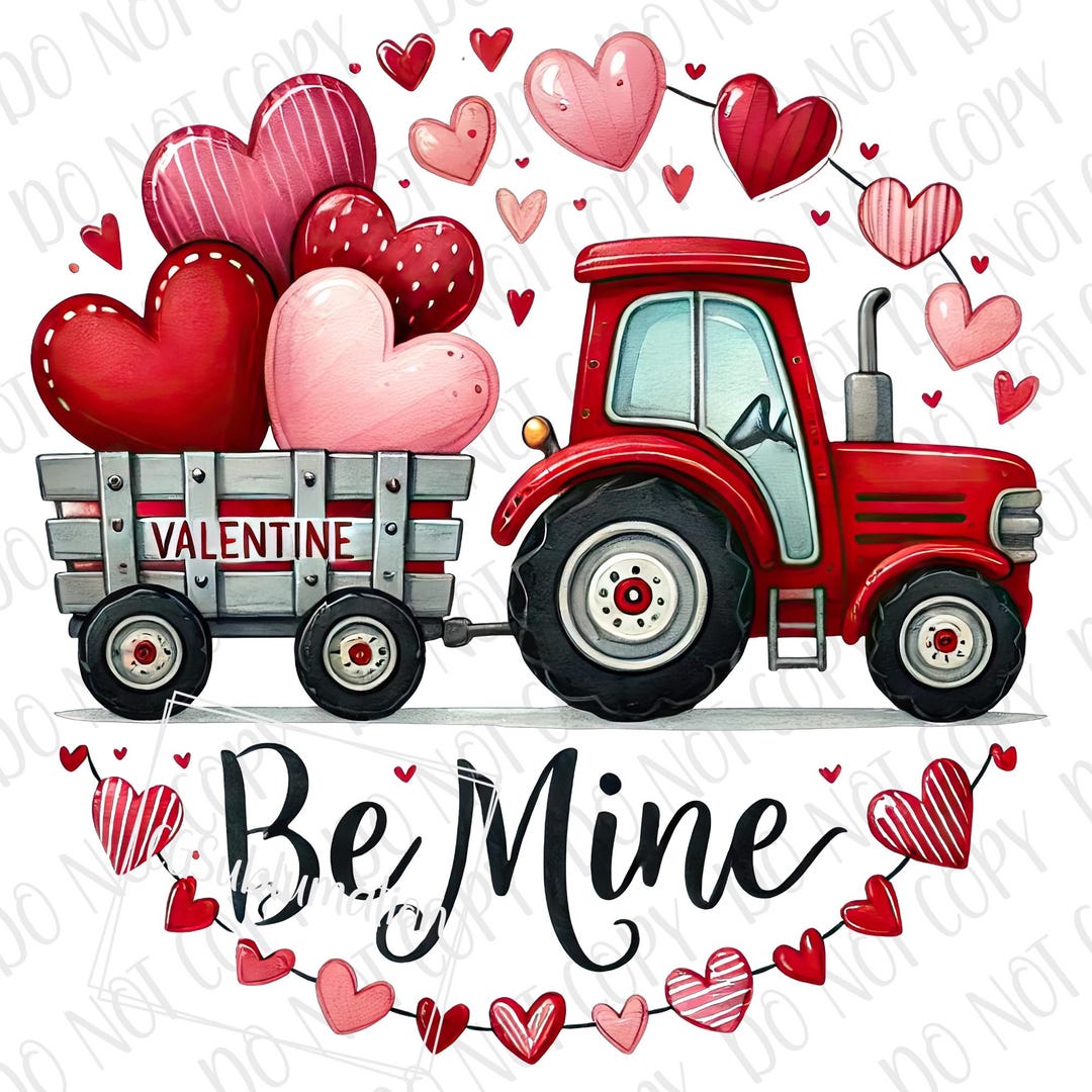 Happy Valentine's Day PNG, Red Farm Tractor Sublimation, Digital ...