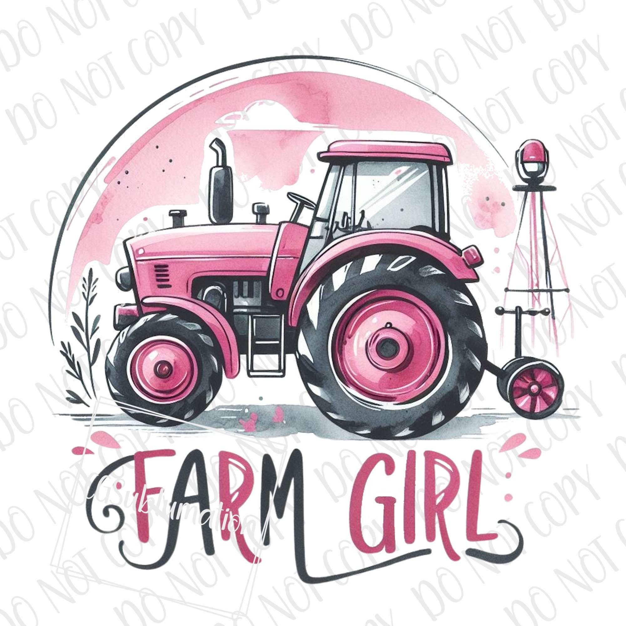 Farm Girl Png, Pink Tractor PNG, Farm Hand Sublimation, Farming for ...