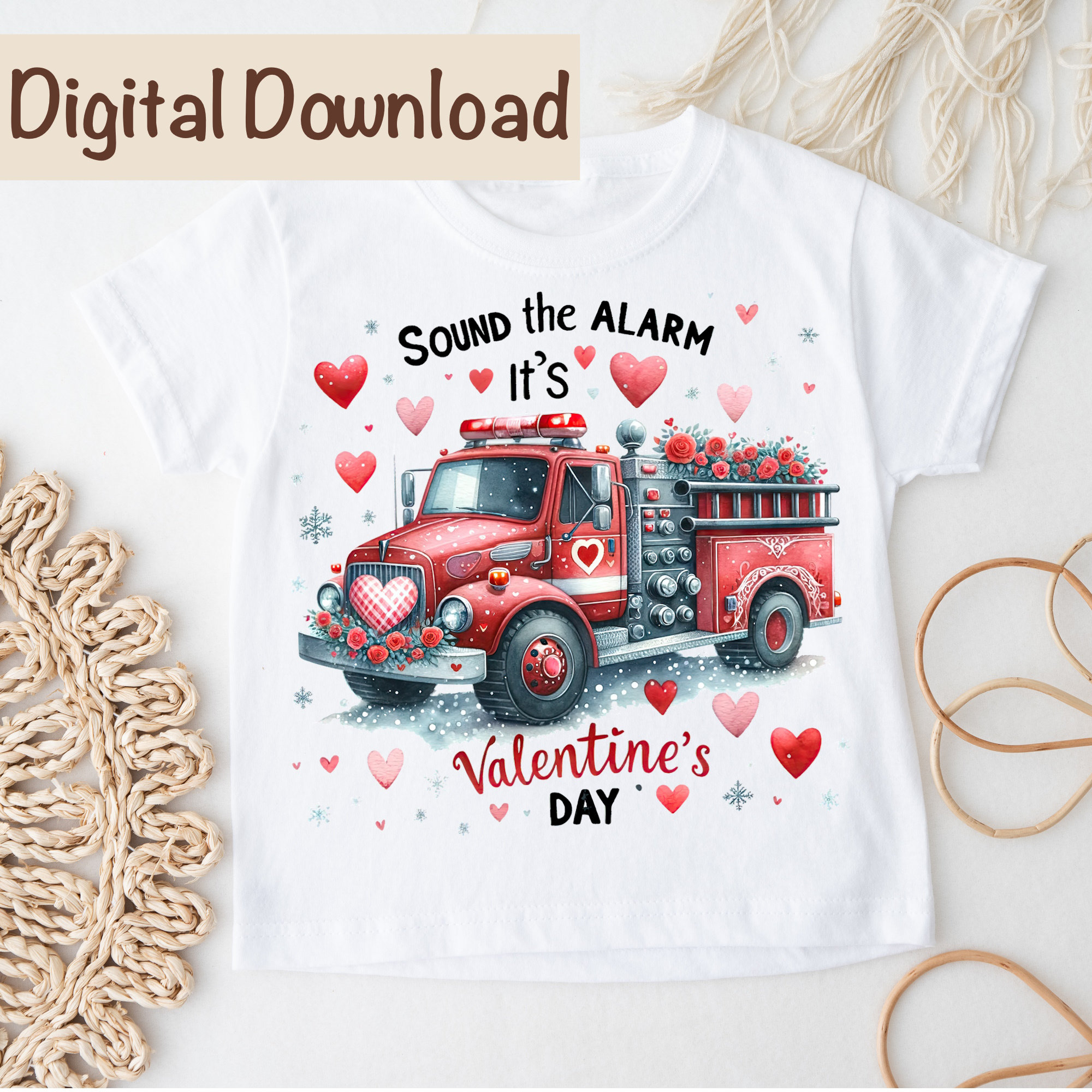 Sound the Alarm It's Valentine's Day PNG, Fire Truck Sublimation ...