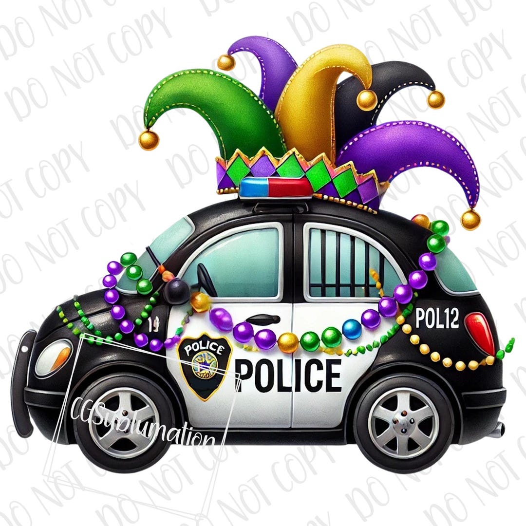 Mardi Gras Police Car PNG, Mardi Gras Police Officer PNG Sublimation ...