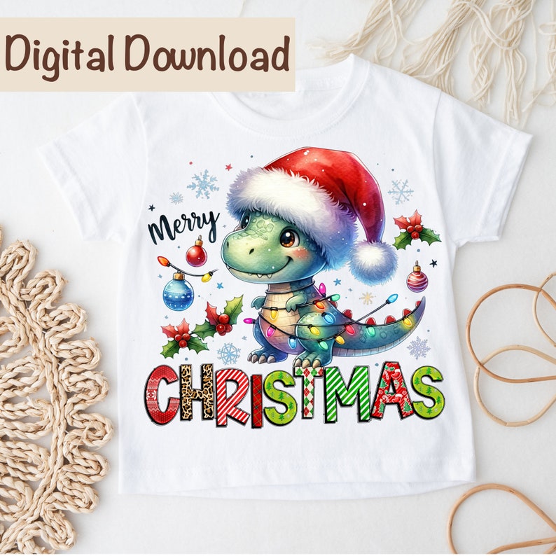 Dinosaur Merry Christmas PNG, Funny Santa T-rex Sublimation, Digital ...
