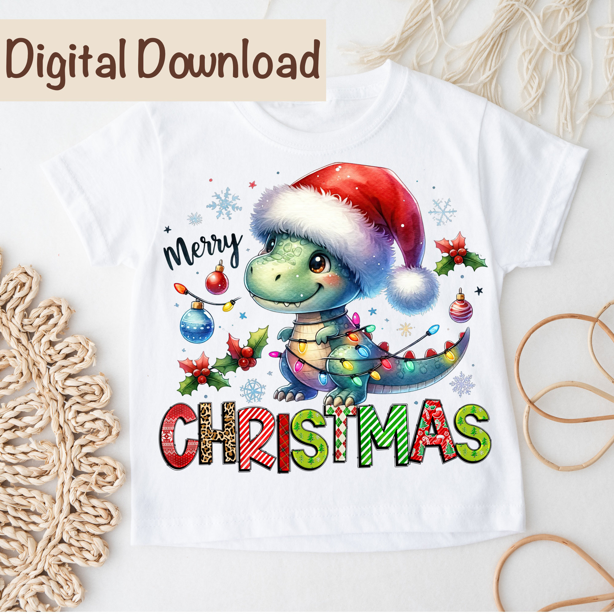 Dinosaur Merry Christmas PNG, Funny Santa T-rex Sublimation, Digital ...