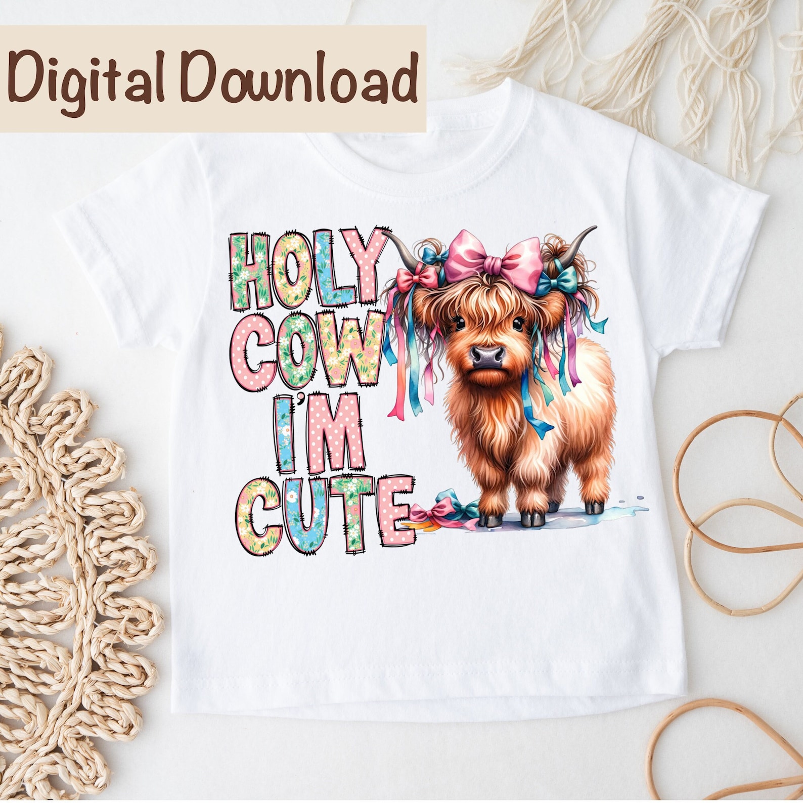 Holy Cow I'm Cute PNG Digital Download, Cute Cow Png, Farm Sublimation ...