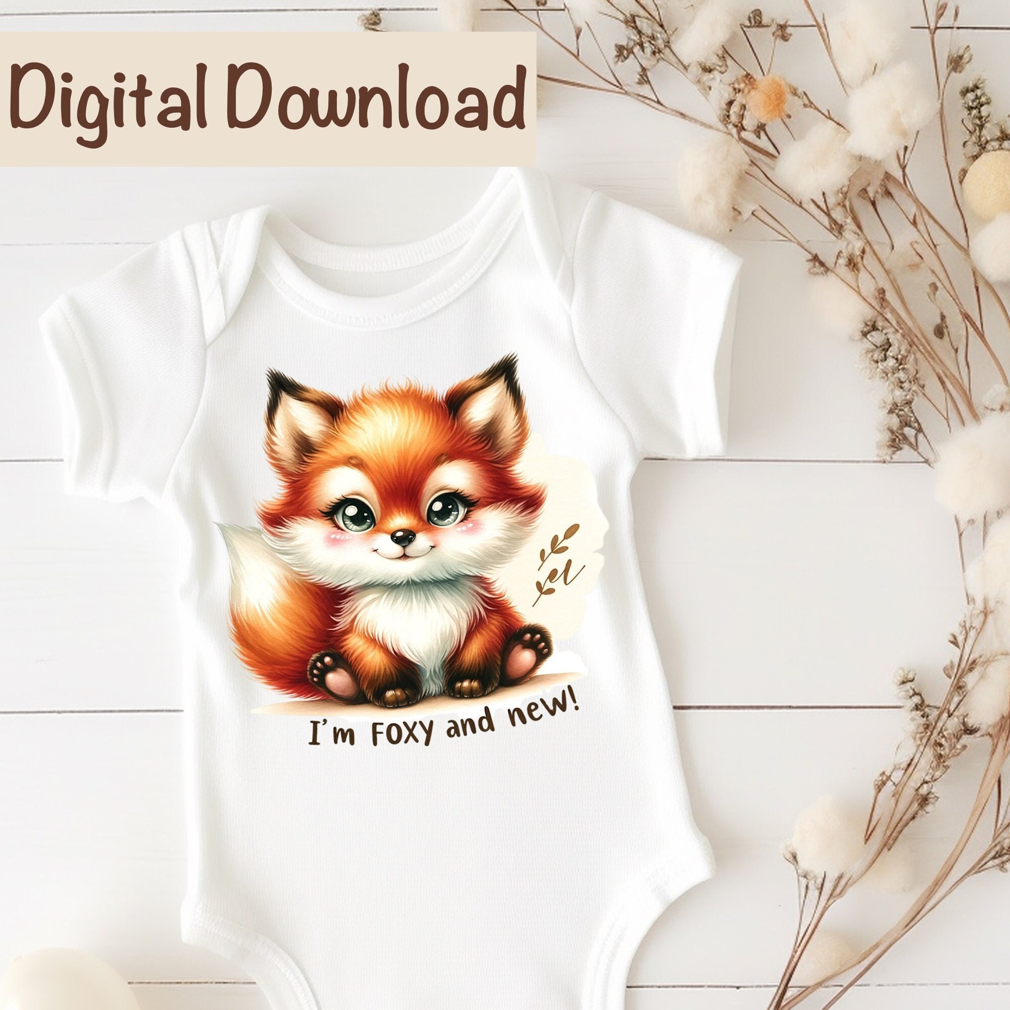 Cute Fox Baby PNG, Hay, I'm Foxy and New Baby Fox Sublimation Digital ...