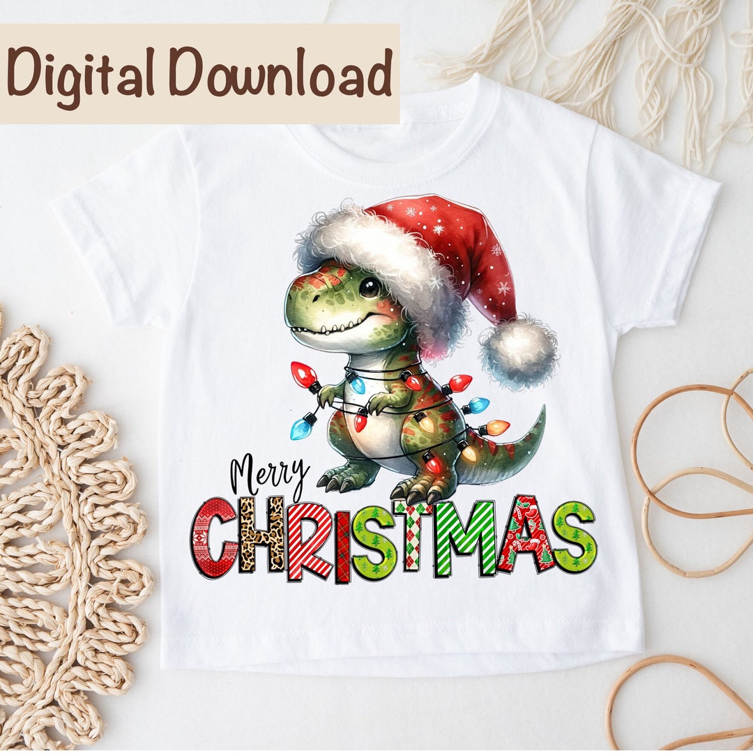 Dinosaur Merry Christmas PNG, Funny Santa T-rex Sublimation, Digital ...
