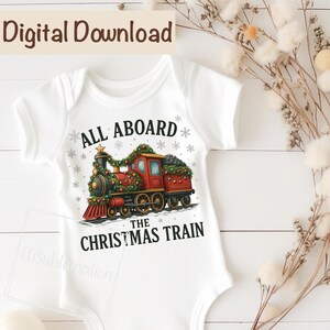 All Aboard the Christmas Train PNG, Red Train Sublimation, Digital ...
