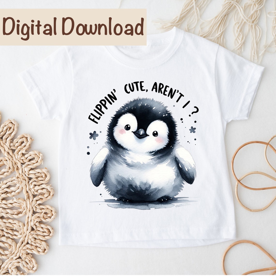 Cute Penguin Baby PNG, Flippin' Cute Baby Penguin Sublimation, Digital ...