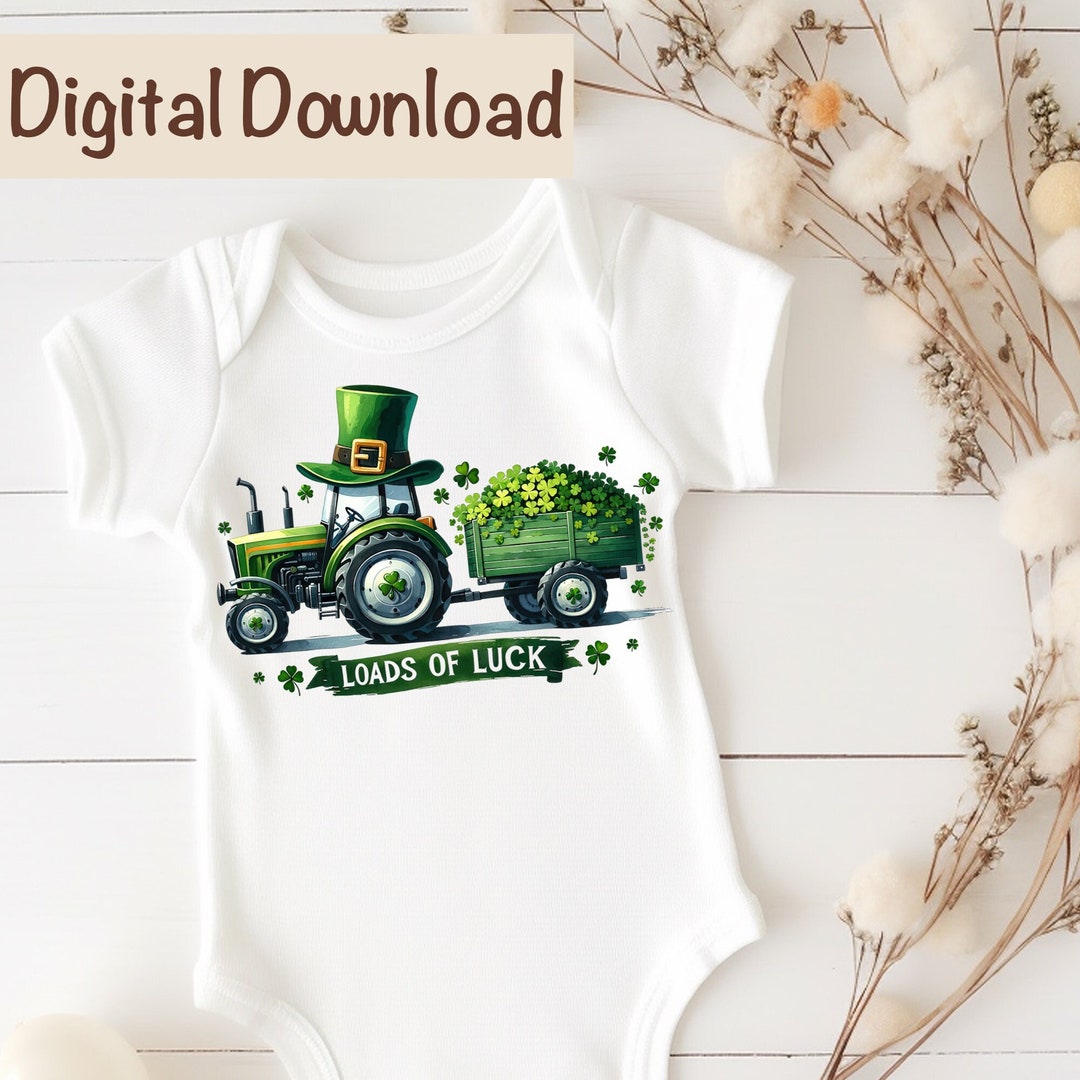 St. Patrick's Day Tractor PNG, Loads of Luck Sublimation, Digital ...