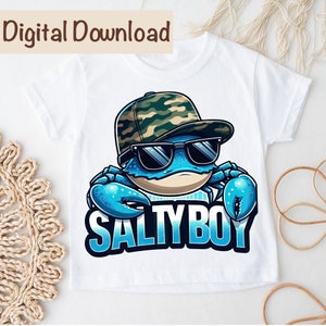 Salty Boy Crab Sublimation PNG | Crabbing PNG Design | Saltwater ...