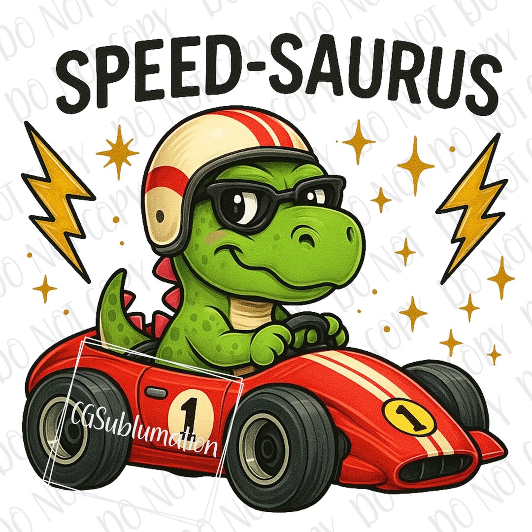 T-rex Dinosaur Race Car PNG Speed Saurus PNG, Funny Racing Dinosaur ...
