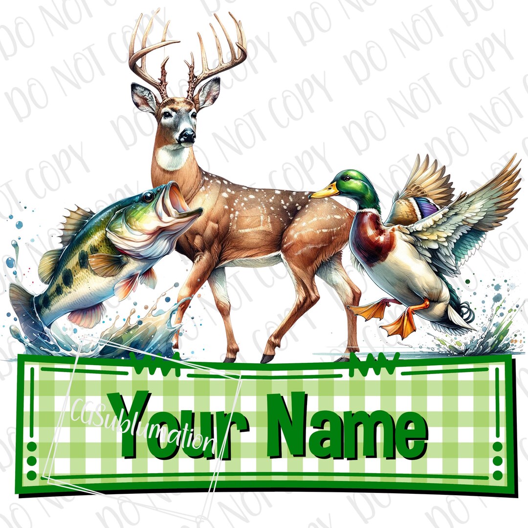 Hunting Name Plate PNG, Customized Bass, Buck and Duck, Digital ...