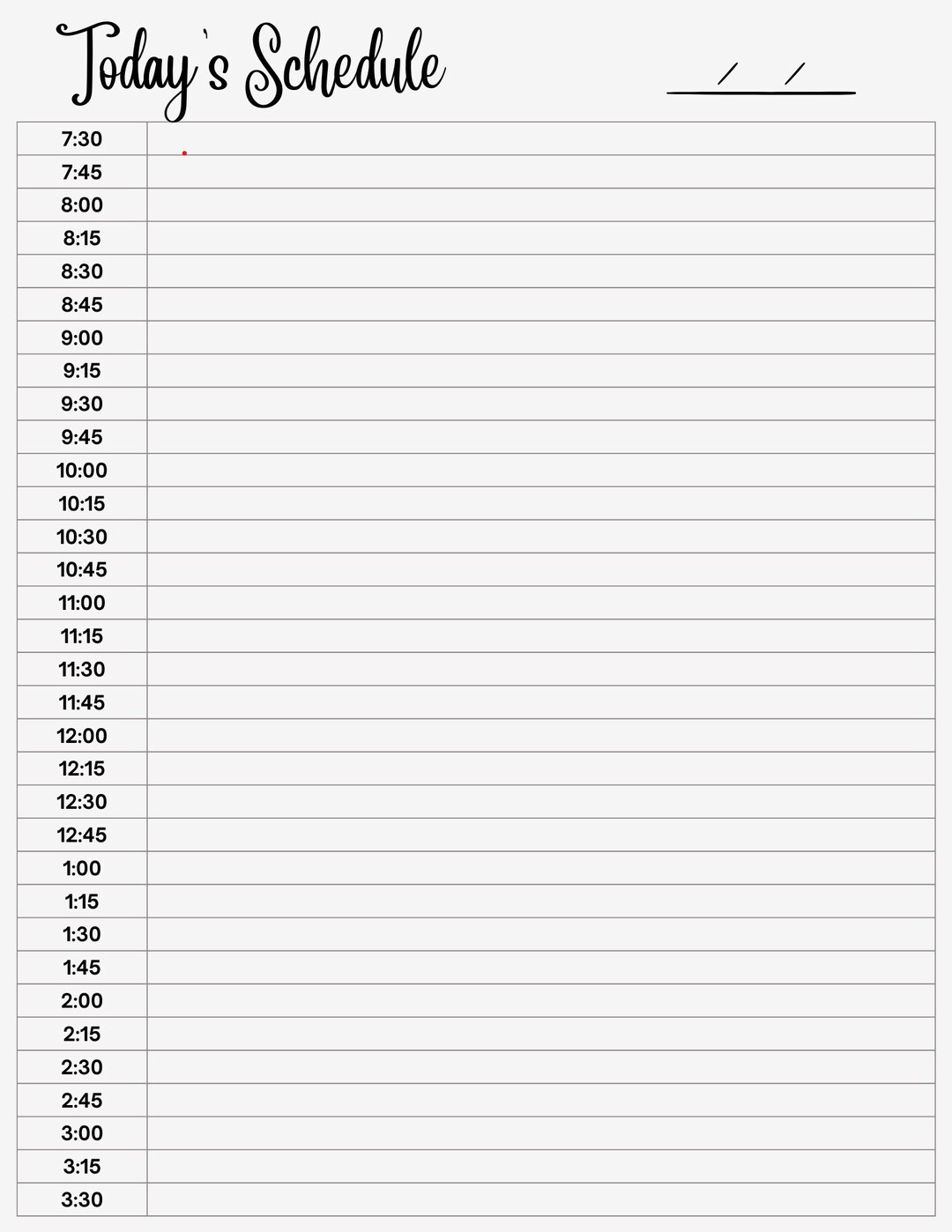 Daily Schedule - Time Tracker - Office - Home - Today - Quarter Hour ...