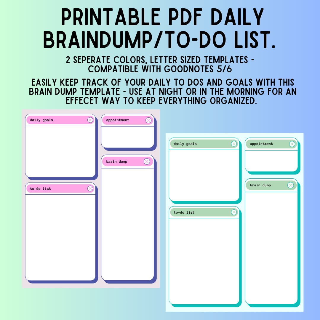 Printable to Do List UI Web Browser to Do List Pdf Printable Green/blue ...
