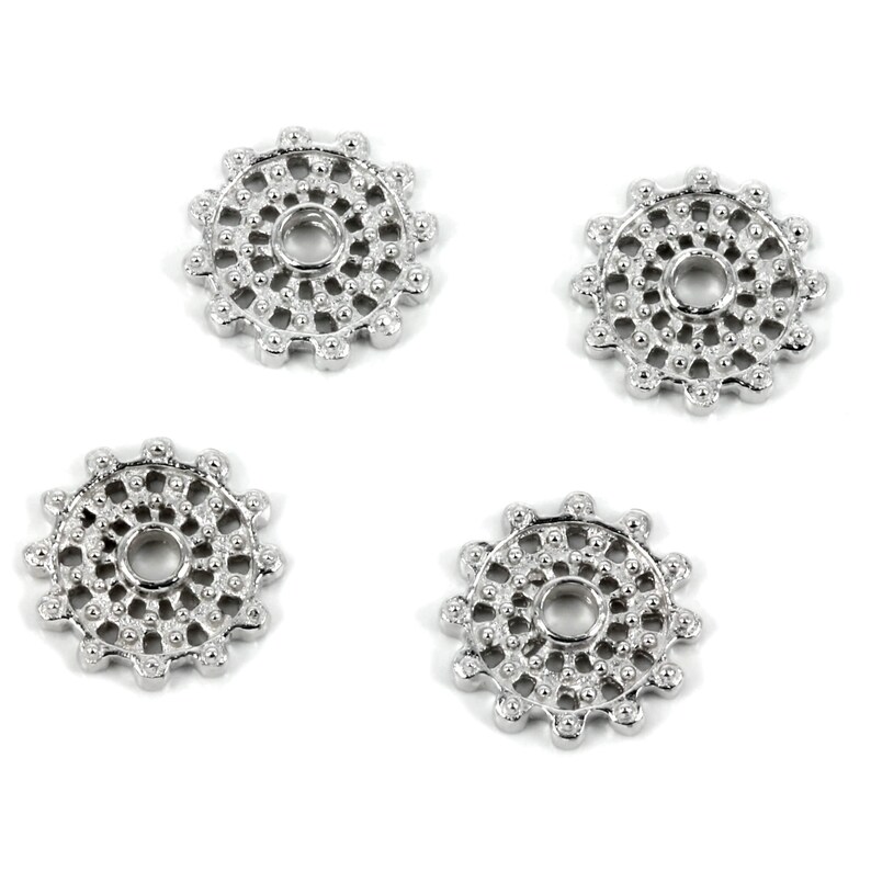 Stylized Cog With Granulation Bead Cap in Sterling Silver 11mm | CN127 ...
