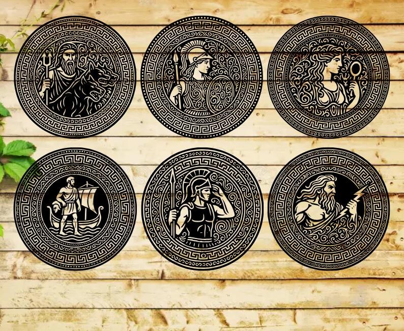 12 Greek Gods Mandala Sign SVG DXF Bundle – Clipart Laser Cut Files for ...