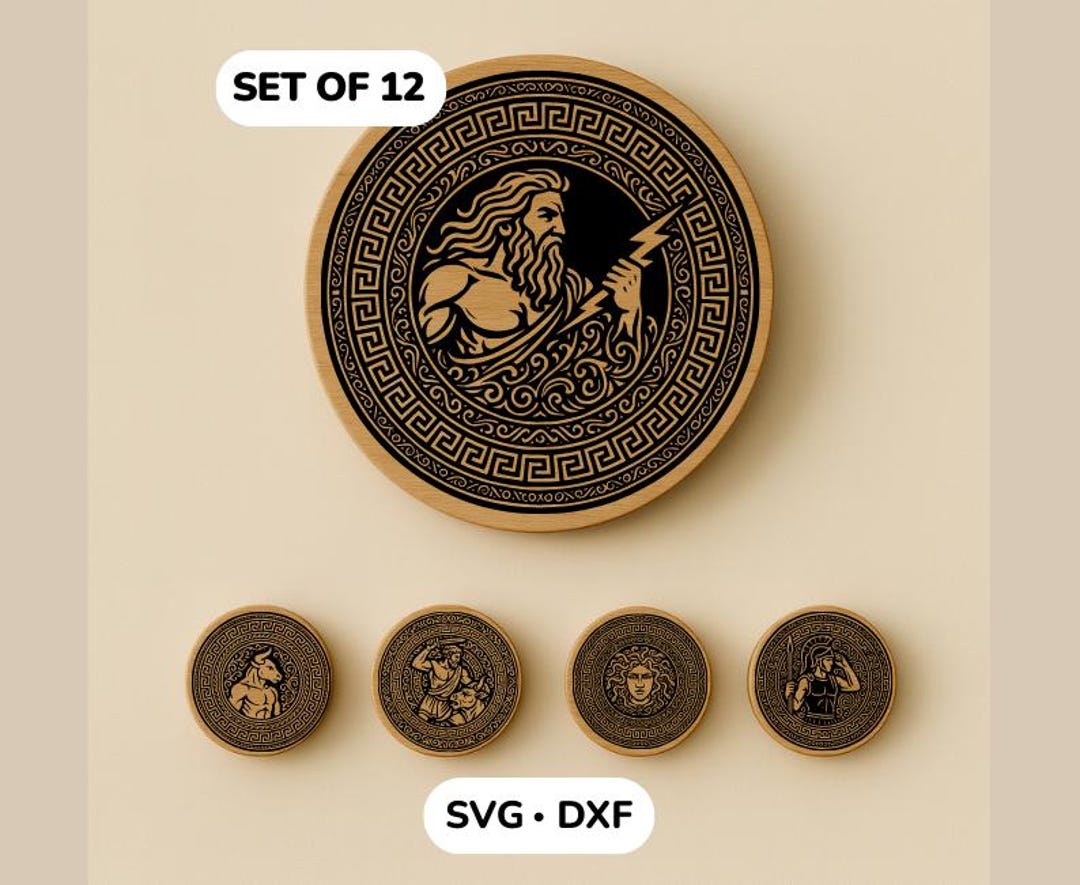 12 Greek Gods Mandala Sign SVG DXF Bundle – Clipart Laser Cut Files for ...