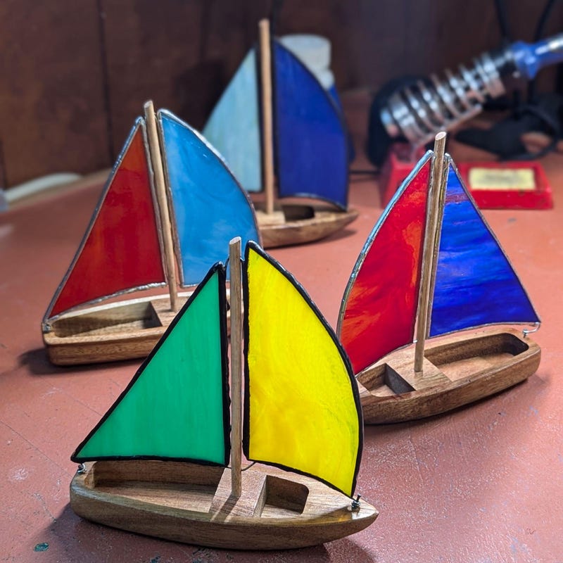 Glass Sail Boat - Etsy