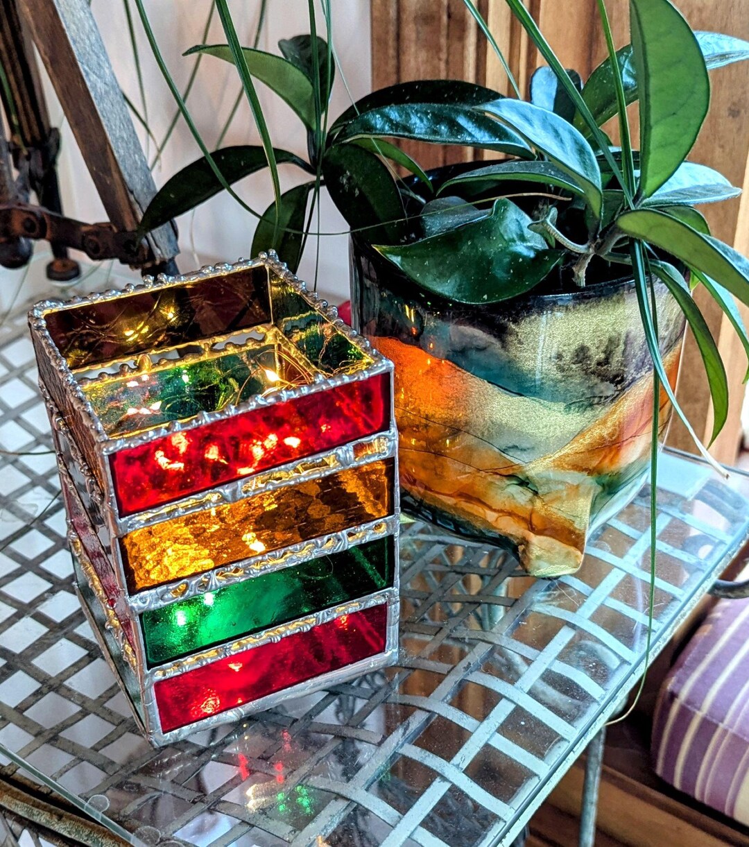 The Carnival Strip Stained Glass Candlebox, Candle Holder - Etsy