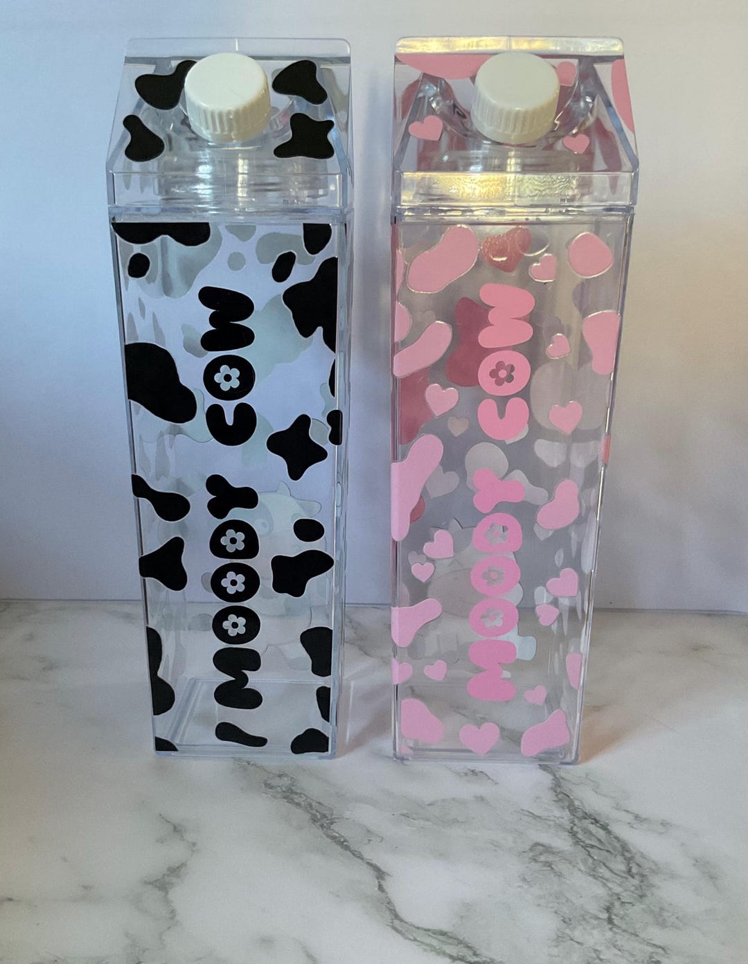 Cow Print Retro Milk Carton Re-usable Acrylic Drinks Bottle 1L - Etsy