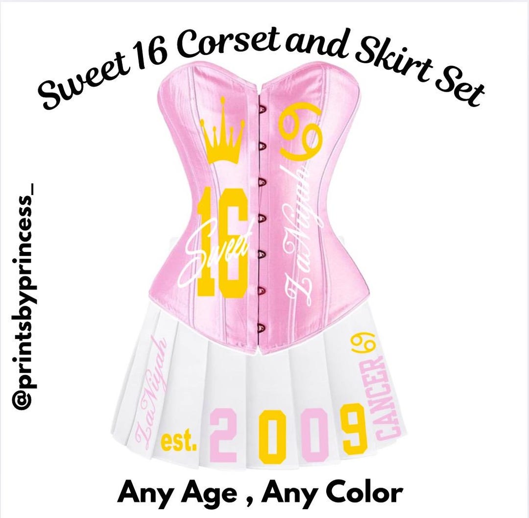 Sweet 16 Corset and Skirt Outfit - Any Age Birthday Corset and Skirt ...