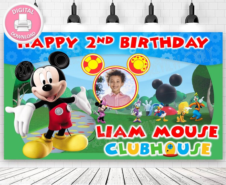 DIY Mickey Mouse Clubhouse With PHOTO Personalized Birthday - Etsy