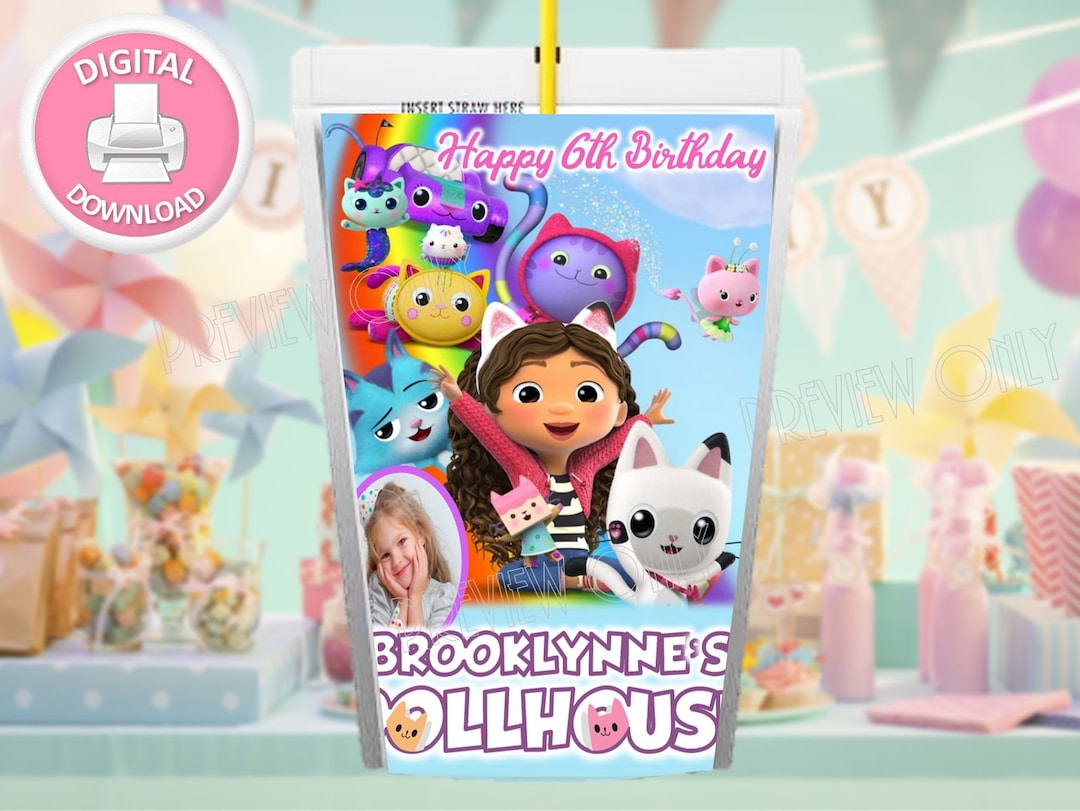 DIY Gabby's Dollhouse With PHOTO Personalized Birthday - Etsy