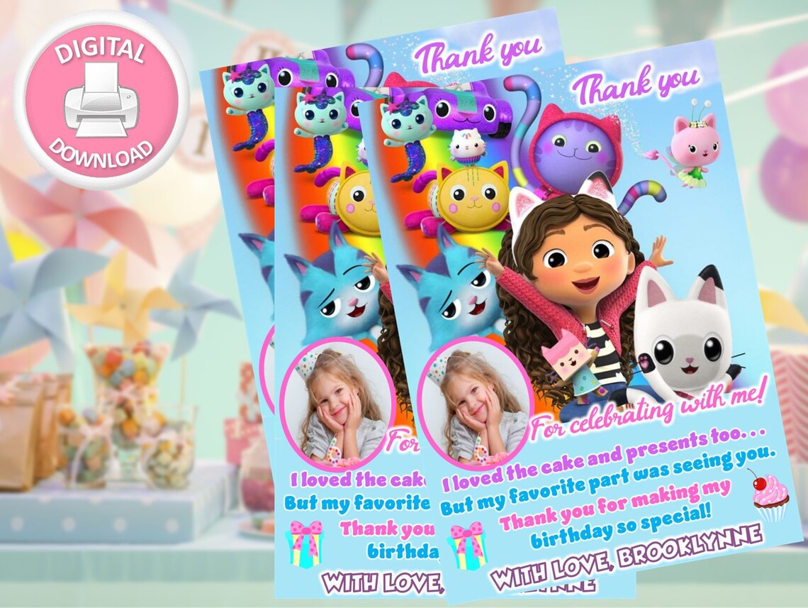 DIY Gabby's Dollhouse With PHOTO Personalized Birthday - Etsy