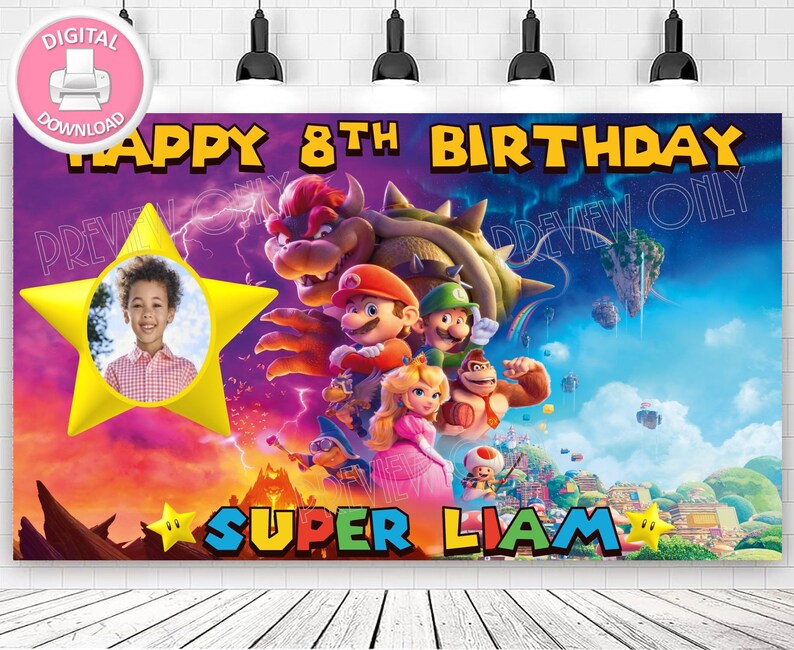 DIY Super Mario Bros With PHOTO Personalized Birthday Party - Etsy