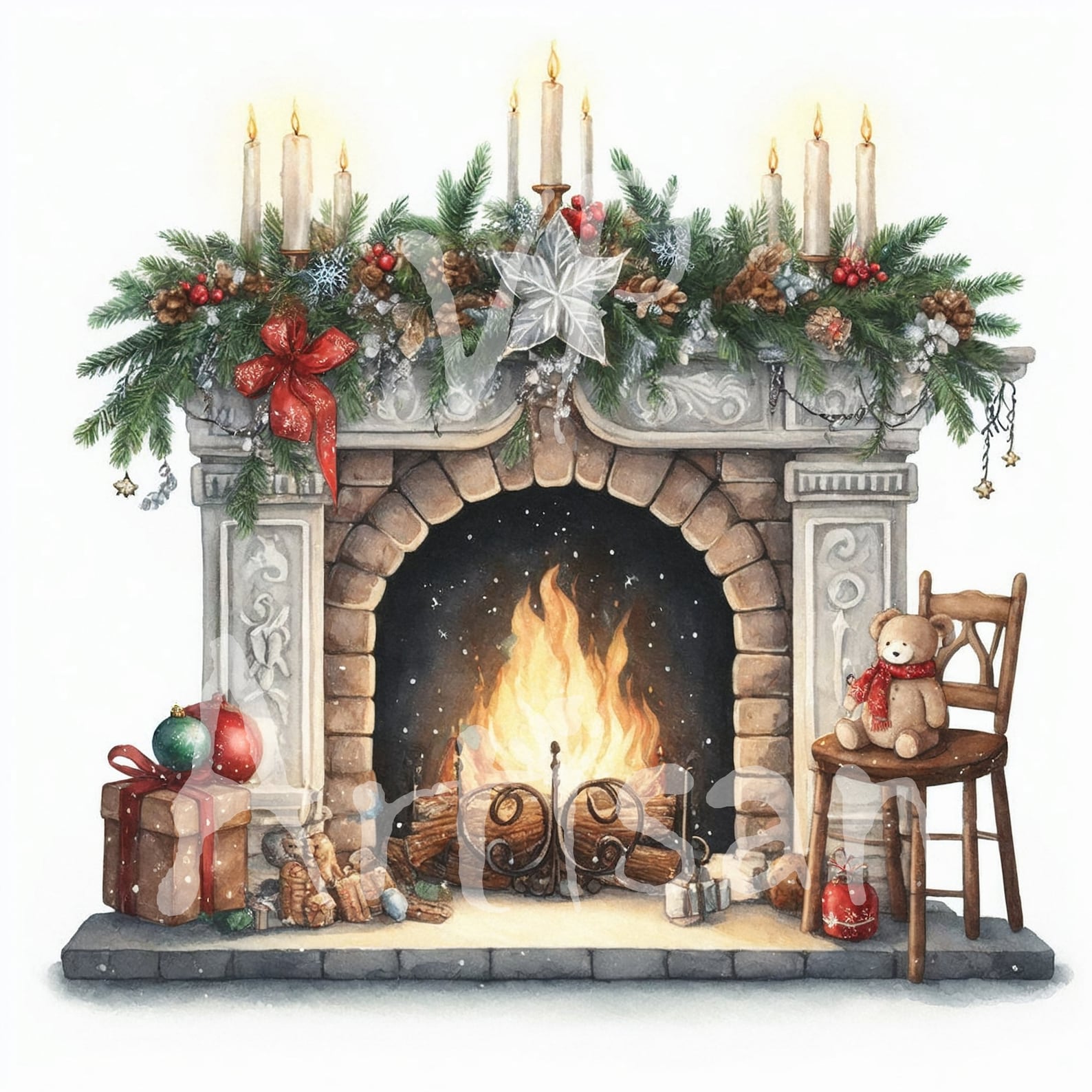 Christmas Fireplace Clipart. Christmas Clipart. Christmas Card Idea ...