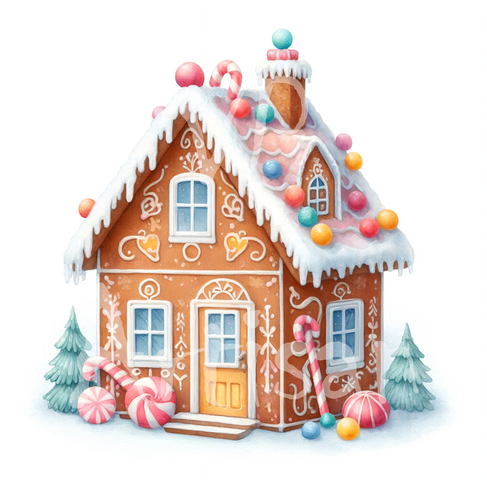 Gingerbread House Christmas Clipart - 12 High Quality Jpgs - Etsy