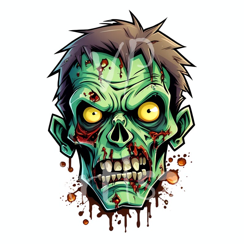 Halloween Cartoon Zombie Portrait Clipart. Halloween Clipart ...