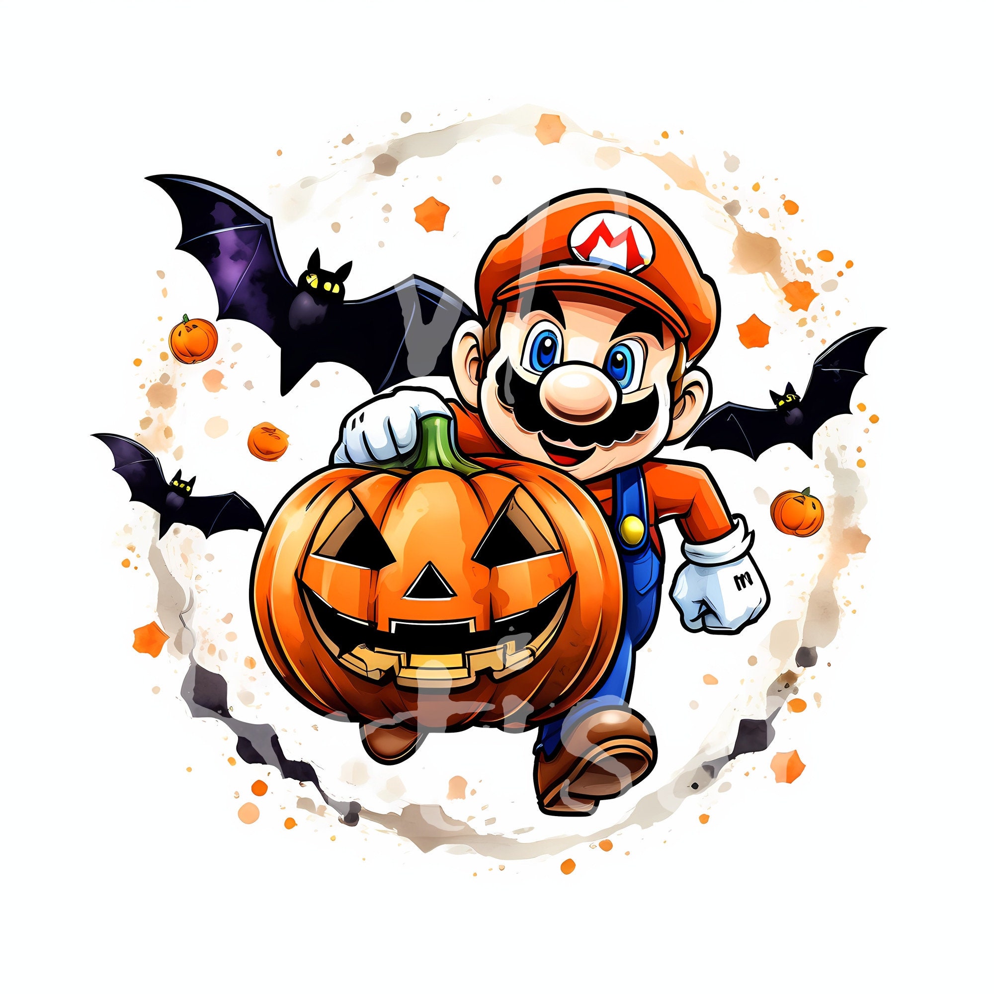 Halloween Super Mario Clipart. Pastel Halloween Clipart. Watercolor ...
